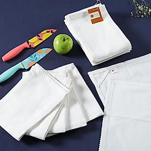 TARAN LIVING Kitchen Towel Sets Cotton Fabric Tea Towels Soft, Absorbent Dish Towels Hand Sets use in DIY Crafts & Embroidery Thick Cotton Dish Cloths - 18x28 inch, Pack of 6 - White