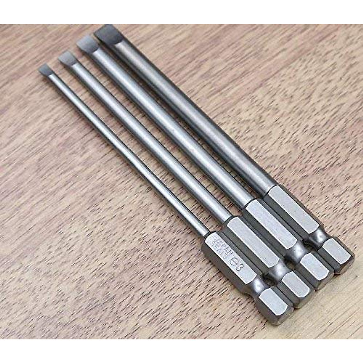 Toolcool 4pcs 100mm 3mm 4mm 5mm 6mm Magnetic Flat Head Slotted Tip Screwdrivers Bits Set 1/4 Inch Hex Shank