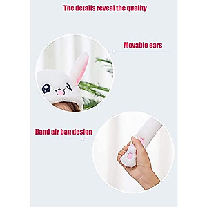 CNHNGTS Funny Plush Bunny Moving/Jumping Rabbit Cute Unisex Animal Ear Flap Hat with Paws for Women Girls, White, One Size