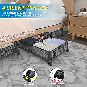 ROUTTOON Under Bed Storage Containers with Wheels, Under Bed Shoe Storage Foldable Bedroom Storage Organization with Handles, Under Bed Storage Bins Drawer For Clothes Blankets And Shoes Bedding