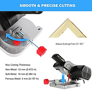 BEAMNOVA Mini Miter Saw Electric Power Table Saw Benchtop Cut-Off Chop Saw Max 45 Degree Cutting for Crafts Miniatures Metal Wood Plastic Compound Cutter