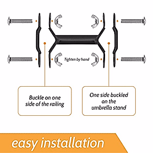 Vinazone Patio Umbrella Holder, Heavy Duty Deck Umbrella Mount, Umbrella Holder for Deck Railing, Deck Mount Umbrella Holder, Umbrella Deck Mount, Umbrella Clamp for Fence, Railing, Deck- 4Pack -Black