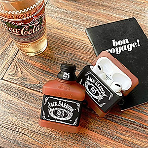 Mulafnxal for Airpod Pro 2019/Pro 2 Gen 2022 Case, Cute Drink Silicone Air pods Cover, 3D Funny Fun Cool Keychain Design Stylish Kits Soft Skin Cases Boys Teens Men for Airpods Pro (Jack Bottle)