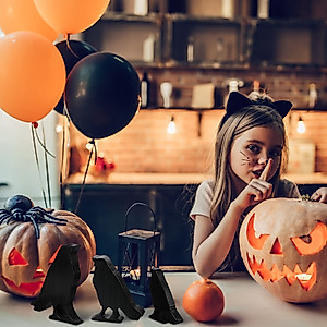 Jetec 3 Pieces Wooden Black Crow Decorations Handmade Artificial Crows Handmade Artificial Spooky Birds Halloween Crow Wood Decors for Halloween Holiday Party Prop Bar Home Garden Decoration