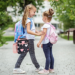 Lunch Box for Kids Girls Insulated Lunch Bag with Shoulder Strap and Pocket Pink Cute Lunch Cooler Thermal Meal Lunch Tote Bag for School Travel Outdoor, Rainbow Lunchbox, Practical Gif