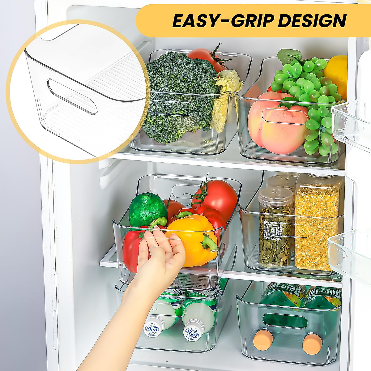 CiWiVOKi Clear Plastic Storage Bins, Set of 12, Multi-Use Organization and Storage Containers for Pantry, Cabinet, Refrigerator, Freezer, Bathroom, Organizer Bins for Home & Kitchen