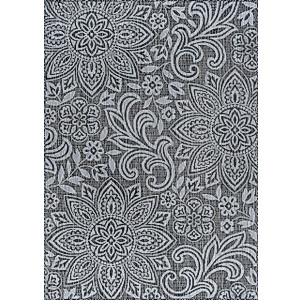 Charcoal Jute Water Resistant Large Indoor Outdoor Rug 5x7 for Patio Entryway Deck Garden Outside Porch Hallway Entry Way Area - Waterproof Living Room Bedroom Kitchen Carpet Alfombras para Exteriores