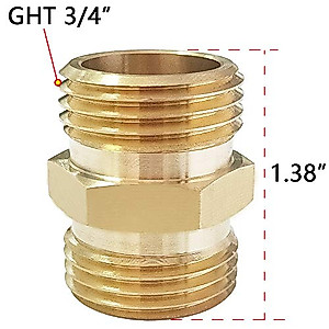 HQMPC Garden Hose Connector Bras Hose Adapter Garden Hose Hex Male Fitting Connector Male to Male 3/4 Inch GTH Thread Brass Connector, 4-Pack