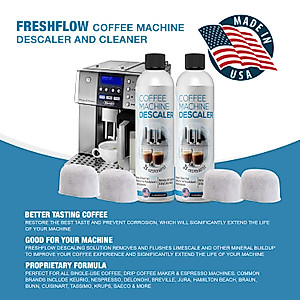 Keurig Compatible Descaling Solution (2 Bottles, 4 Uses Plus 4 Filters) - Universal Descaler Cleaner Concentrate Kit Compatible With All Keurig 1.0 & 2.0 K-Cup Pod Machines and Espresso Machines