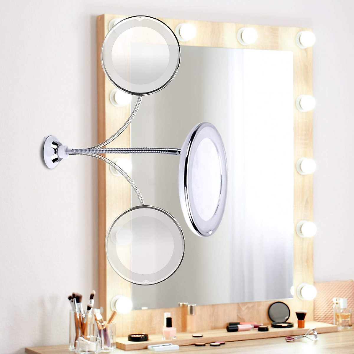 FQYYDD Illuminated Makeup Mirror 10X Adjustable Makeup Mirror With Led Light Amplification