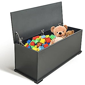 Storage Chest Trunk, Lift Top Wood Box for Toys Modern Entryway Bench Organizer Home Furniture,Clothes Trunks Cabinet for Bedroom Modern Wood Chest Kids Toy Box(Black)