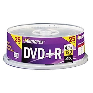 Memorex 4.7GB 4X DVD+R Media (25-Pack Spindle)