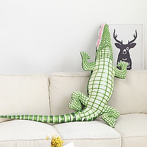 MMTTAO Alligator Plush Toy Realistic Crocodile Stuffed Animal 39 Inch Jumbo Animal Stuffed Soft Plushies Cute Dolls Collection Huggable Throw Pillow Cushion Gift for Kids Children Boys Girls, 39Inches