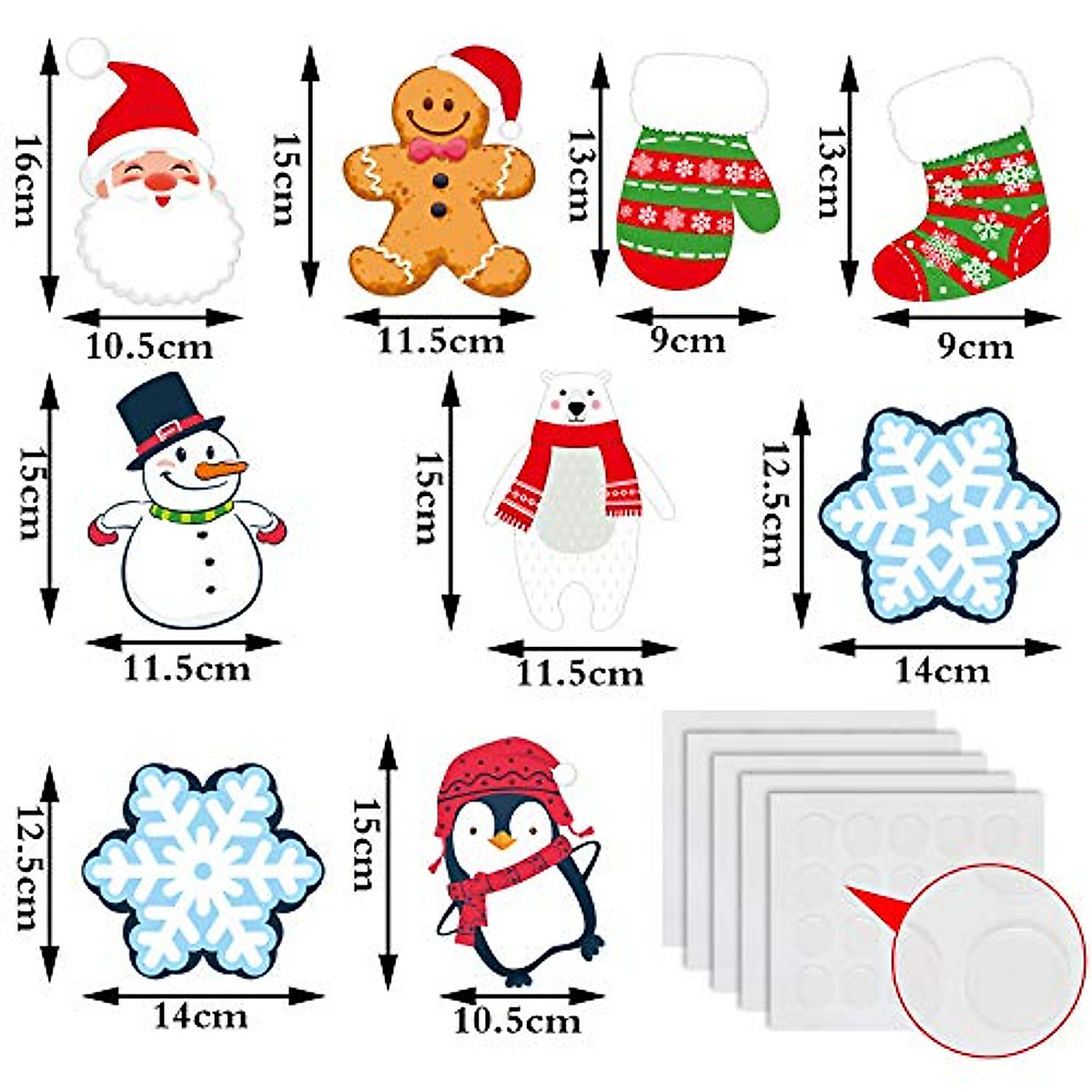 45 Pieces Mini Winter Cutouts for Classroom Snowflake Snowman Santa Gingerbread Christmas Cutouts with 100 Pieces Adhesive Glue Point Dots Winter Bulletin Board Classroom for Toddler Kids Preschool