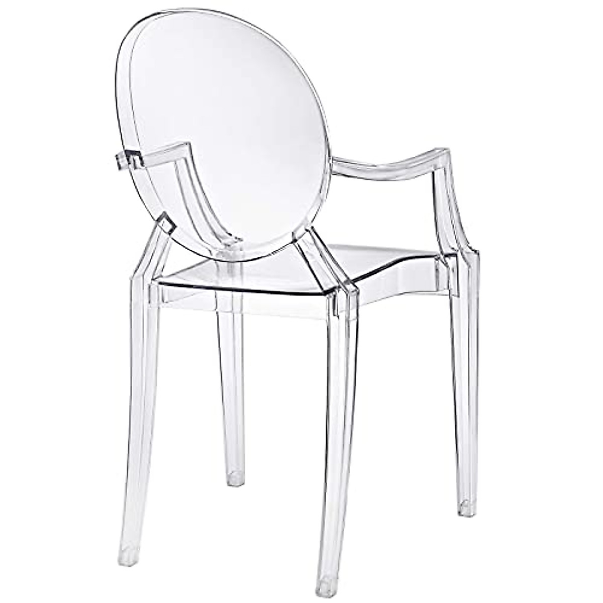 Modway Casper Modern Acrylic Stacking Kitchen and Dining Room Arm Chair in Clear - Fully Assembled