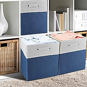 Awekris Storage Cubes, 13 Inch Foldable Storage Bins with Sturdy Handles, 3 Pack Fabric Clothes Organizer Storage Baskets for Home Office Closet, Clothes, Toys, Royal Blue