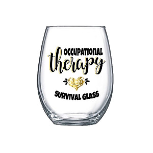 Best Funny Occupational Therapy Therapist Gifts for Women Stemless Wine Survival glass™ 0212