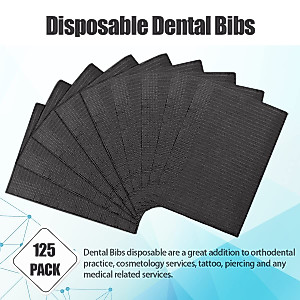 125 Pcs Dental Bibs Disposable for Patient, 13"x18", 3 Ply Waterproof Piercing Tattoo Paper Napkin Tissue Bib for Dental Clinic, Tattoo Station and Salon…