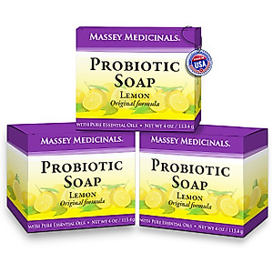 Candida Freedom Massey’s CF 100% Natural Probiotic Soap - Powerful Tea Tree and Lemon Body Soap - 4oz Lemon Scent
