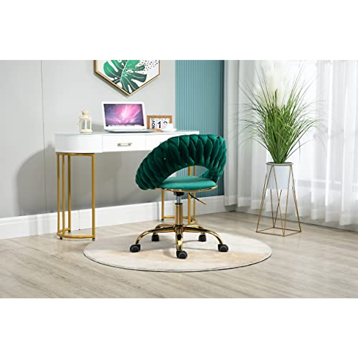 FATFISH Computer Chair Office Chair Adjustable Swivel Chair Fabric Seat Home Study Chair