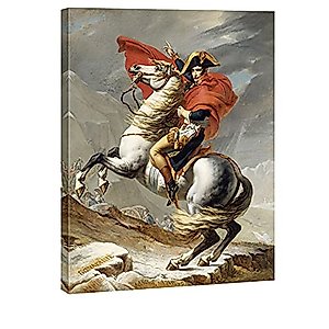 Wieco Art Napoleon Crossing The Alps of Jacques-Louis David Oil Paintings Reproduction Abstract HD Prints Wall Decor Classic Artwork for Home & Office Decoration