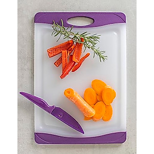 KitchenCraft CWBOARD350PUR Colourworks Polyethylene Reversible Cutting Board, 36.5 x 25 cm - Purple