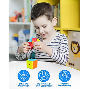 Coogam Qiyi Speed Cube Bundle 2x2 3x3 Magic Cube Set Qidi s 2x2 Warrior W 3x3 Stickerless Puzzle Toy Pack