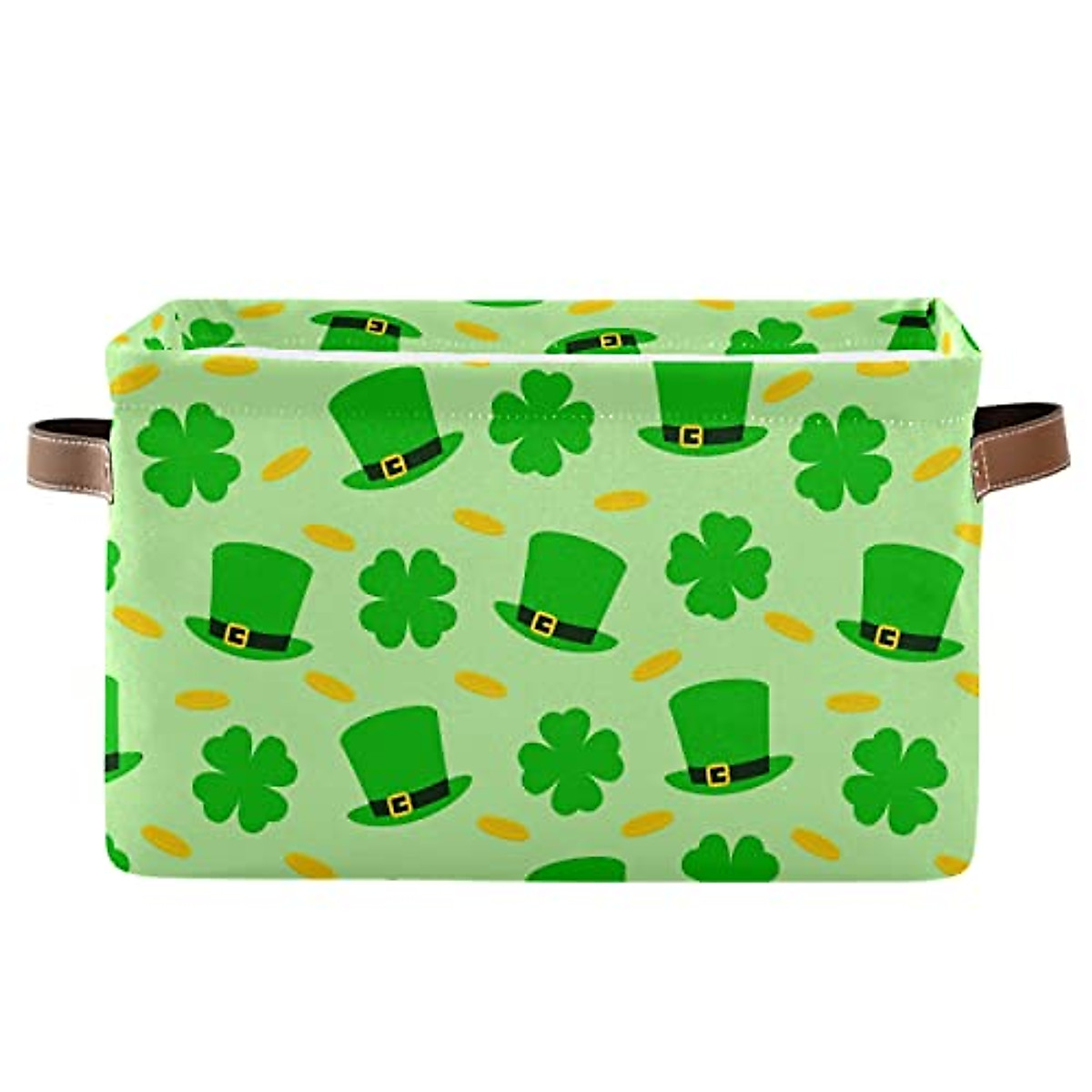 Foldable Storage Basket, Cube Organizer Bins St Patricks Day Leaf Hat Cube Bag Dual Handles for Closet Shelf