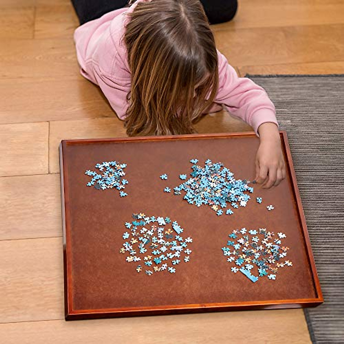 Jumbl Spinner Puzzle Board | 35” x 35” Wooden Jigsaw Lazy Susan Turntable w/ 360° Rotation | Smooth Plateau Fiberboard Work Surface & Reinforced Hardwood | for Games & Puzzles | 1500 Pieces