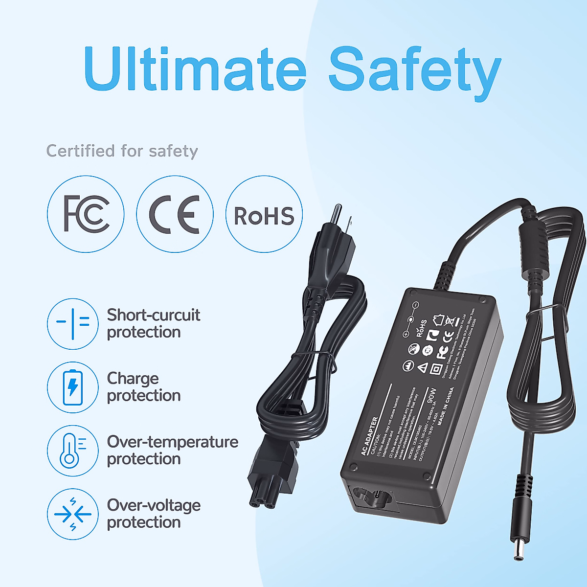 Ibatts 90W Ac Adapter Charger for Dell OptiPlex Micro 9020 7050 7010 7040 7080 7060 7070 5050 5070 5090 5080 5060 3080 3050 3040 3070 3090 3046 MFF Business Desktop Computer PC;7700 Power Cord Supply