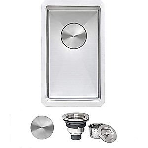 Comllen Bar Sink Undermount, 10 Inch Small Kitchen Sink, 10" x 18" Stainless Steel Wet Bar Sink, 16 Gauge Single Bowl Sink for Outdoor Prep RV Yard Laundry Utility with Drain