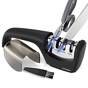 Amesser Knife Sharpeners, 4 in 1 Blade Sharpener and Scissors Sharper, Professional Knife Sharpeners for Kitchen Knives, Hunting Knife, Handheld Knife Sharpner