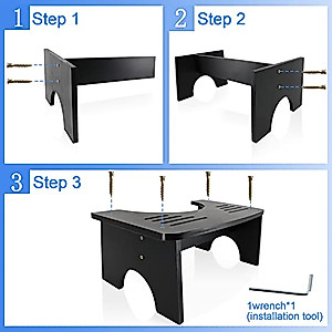 Bamboo Toilet Potty Stool for Adults, 7" Squatting Toilet Poop Stool, Bathroom Toilet Stool with Non-Slip Mat, Halloween Original Simple Design Toilet Step Stool Healthy Gifts for Kids Seniors. Black