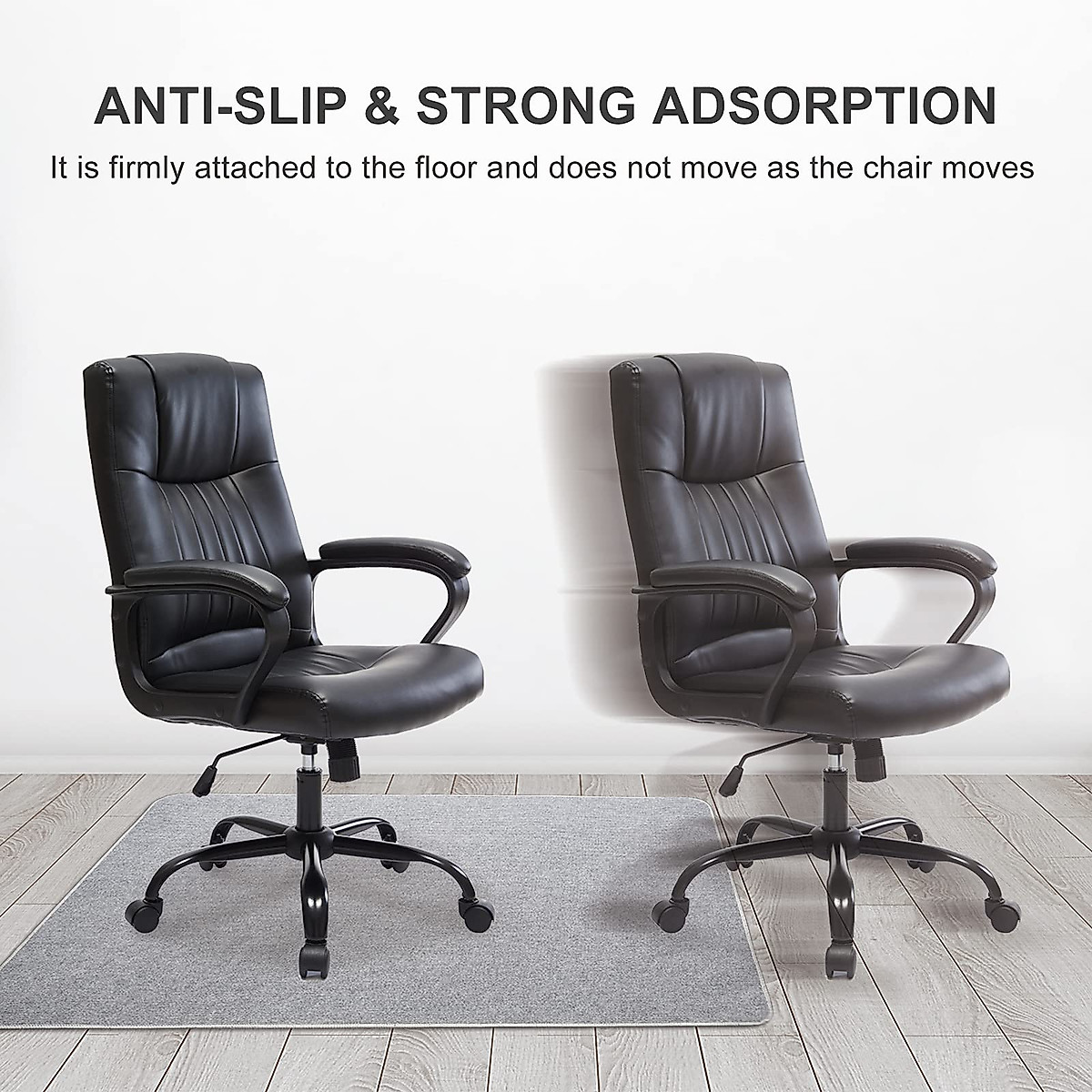 SHIEN Edging Office Chair Mat for Hardwood&Title Floor, 55"x35" Computer Gaming Rolling Chair Mat for Home Office Hardwood Floor, Anti-Slip Low Pile Under Desk Rug, Large Floor Protector (Light Grey)