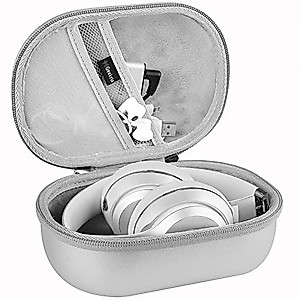 Geekria PRO Headphones Case Compatible with Beats Solo Pro, Solo 3, Solo 2, Solo HD Case, Replacement Hard Shell Travel Carrying Bag with Cable Storage (Silver)
