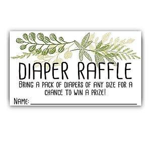 Diaper Raffle Tickets - Botanical - Set of 50 Double-Sided Raffle Cards - Blank Baby Shower Stationery - Fun and Colorful Baby Shower Supplies for Under $15!