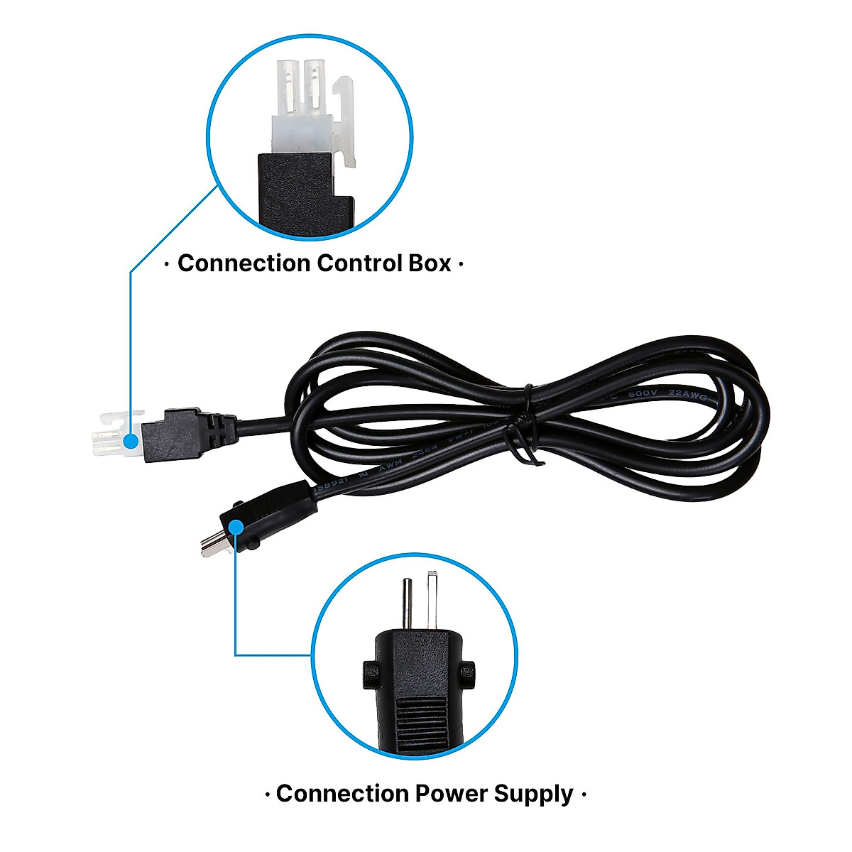 Adjustable Bed Base Input Power Cord Cable Prong Replacement