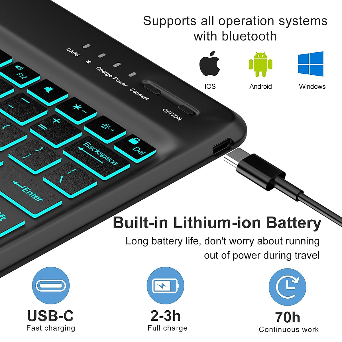 SENGBIRCH iPad Pro 12.9 Case with Keyboard 2nd Generation, for iPad Pro 12.9-inch - 2015 1st, 2017 2nd Generation, (Old Model: A1670/A1671/A1584/A1652), 7 Colors Backlit, with Pencil Holder, Black