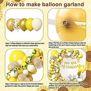 Ouddy Party 101Pcs Sunflower Baby Shower Decorations for Girls Boys Sunflower Balloons Garland Arch Kit Yellow Balloons with You Are My Sunshine Banner Sunflower Vine for Sunflower Party Decorations