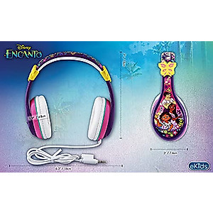 eKids Disney Encanto Headphones for Kids, Wired Headphones for School, Home or Travel, Tangle Free Toddler Headphones with Volume Control, 3.5mm Jack, Includes Headphone Splitter