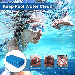 GYMAX Pool Cover, 16 FT x 32 FT 12-mil Solar Pool Cover with Carry Bag, Heat Retaining Rectangle Bubble Cover Floating Spa Blanket for Tub, In-Ground & Above Ground Swimming Pools (Blue)