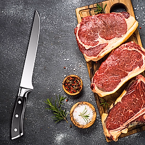 OAKSWARE Boning Knife 5.5-Inch, German Stainless Steel, Full-Tang, Fillet Knife, Kitchen Knife, Multipurpose Meat Knife for Boning, Filleting and Trimming, With Ergonomic ABS-Handle