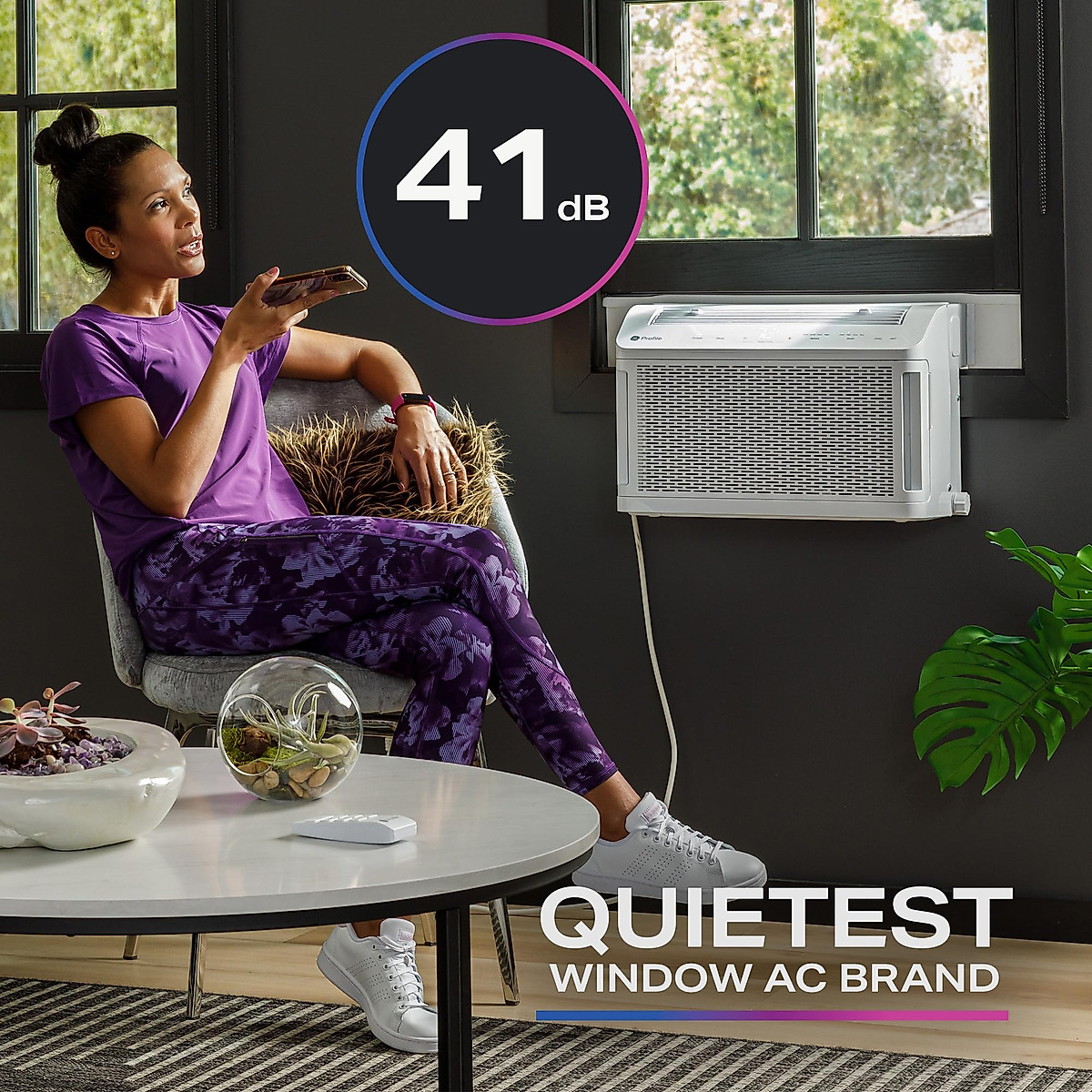 GE Profile ClearView Window Air Conditioner 8,300 BTU, WiFi Enabled, Ultra Quiet for Medium Rooms, Full Window View with Easy Installation, 8K Window AC Unit, White (Renewed)