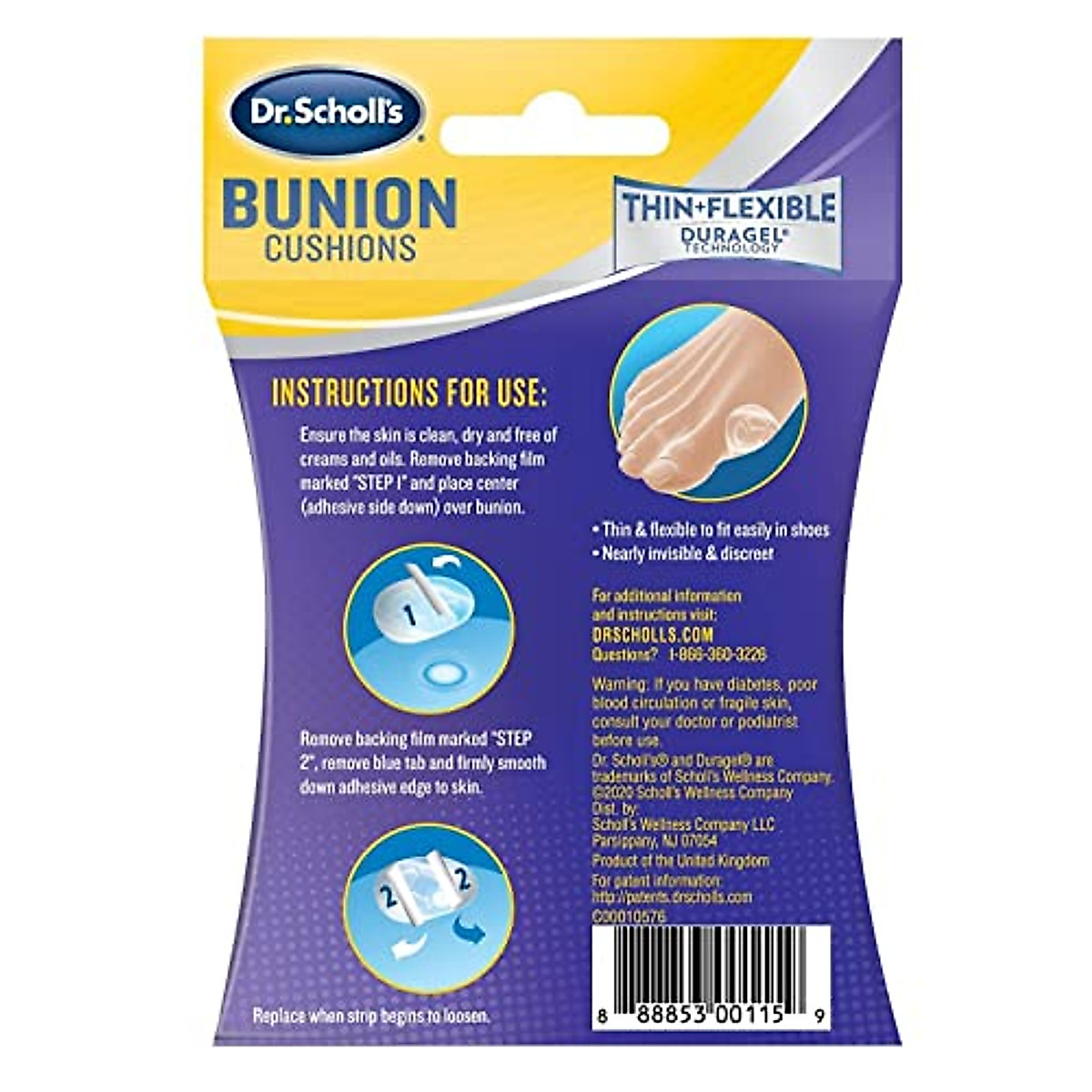Dr. Scholls Bunion Cushions Duragel 5 Count (Pack of 3)