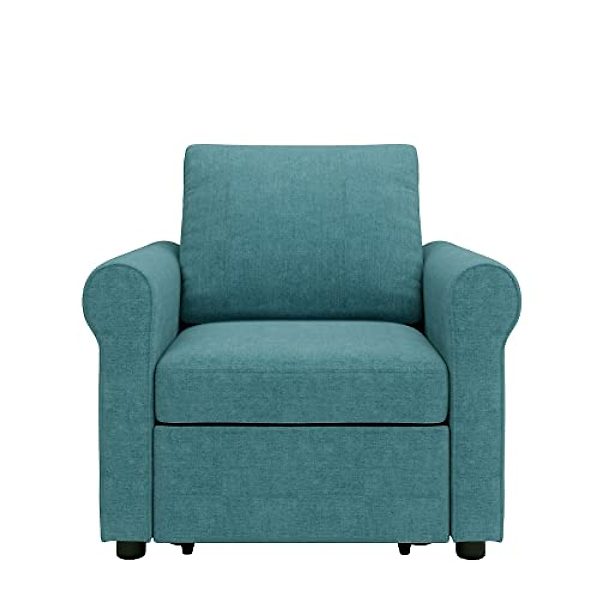 Quarte Modern 3-in-1 Sofa Bed Chair, Convertible Sleeper Chair Bed, Multi-Functional Breathable Linen Sleeper Pull Out Chair Bed, Single Bed with Adjust Backrest (Teal/Linen)