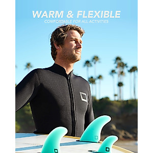 Surf Squared Mens Wetsuit Top Jacket 2mm or 3mm - Neoprene Long Sleeve for Warmth & Comfort- Surfing, Snorkeling, All Watersports - w/Extended Back Flap - 2X-Large - 3 MM