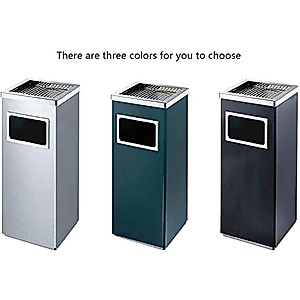 Trash Bin Trash Can Wastebasket Trash Can Outdoor Square Large Garbage Bin Stainless Steel Waste Bin with Ashtray Hotel Lobby Garbage Can Waste Bin (Color : OneColor)