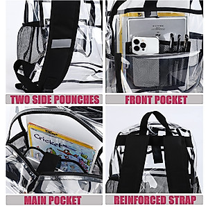 seastig Clear Backpack Heavy Duty TPU Transparent Bag Clear Bag Stadium Approved See Through Backpack for School, Work, College