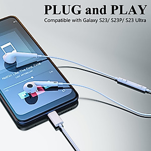 Aolcev USB C Headphones, Type C Earphones for Samsung Galaxy S23/ S23P/ S23 Ultra, in-ear Type C Earbuds with Mic, Noise Canceling Earbuds Wierd, Earbuds for iPhone 15 and Most Type C Devices, White