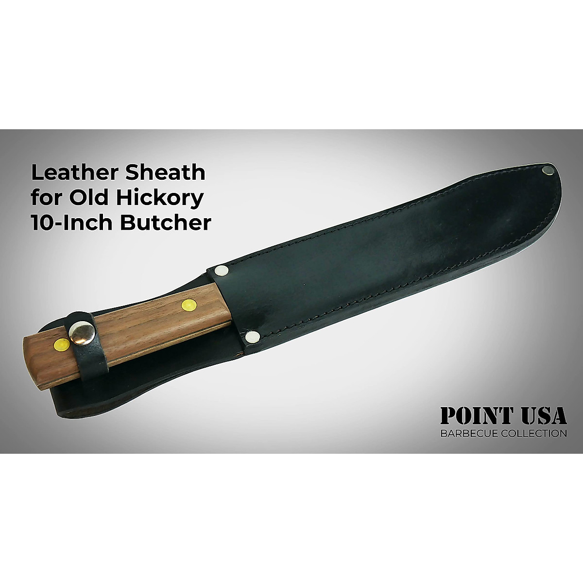 Generic 10 inch Knife Sheath - Made to Fit 10-Inch Old Hickory Butcher Knives OKC Leather with Belt Loop in Color Black (10 Inch)